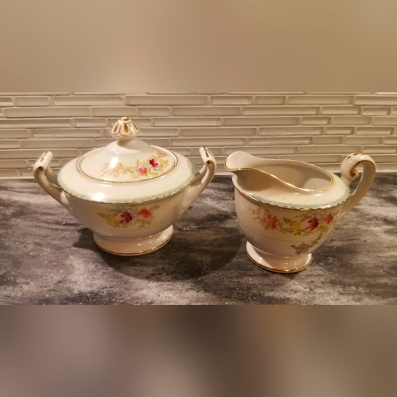 Dining | Craftsman Sugar Bowl And Creamer China Pink Floral Wgold Trim ...